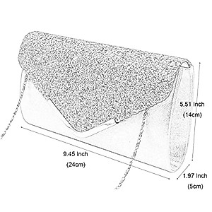 LKESWLE Leather Sparkling Evening Clutch Purse Women Designer Handbag Wedding Party Women Evening Handbag Bridal Clutch Bag (Color : Silver)