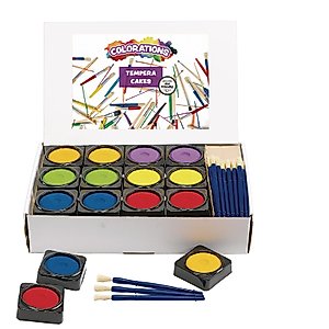 Colorations Individual Tempera Cake Classroom Pack Classroom Supplies for Arts and Crafts Multicolor Variety Pack, Model:TEMPAK, Blue,Green,Multicolor,Orange,Purple,Red, 36 Piece Set