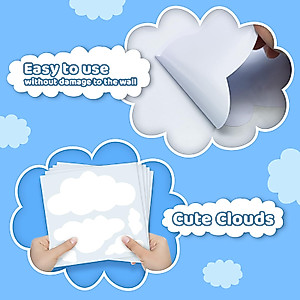 51pcs Big Clouds Wall Decals Removable Decals DIY Large Vinyl Wall Sticker Self Adhesive Wallpaper for Girls Bedroom Nursery Baby Boy Kids Room Wall Art Decorations, Peel and Stick