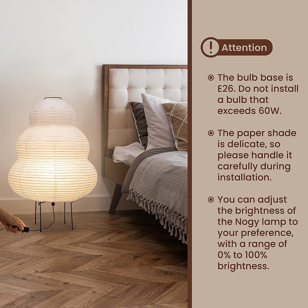 Nogy Noguchi Style Lamp • Akari Lamp • Japanese Lamp • Floor Paper Lamp • Rice Paper Floor Lamp • Chinese Lantern • Lampara de Pie para Sala • Japandi Style Lamp