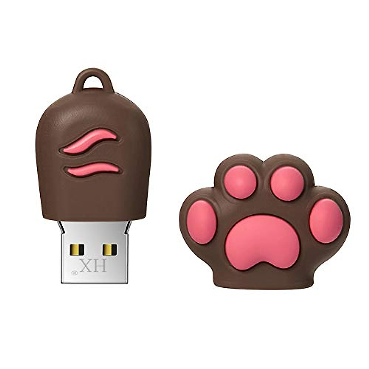 USB Flash Drives, 8GB / 16GB / 32GB / 64GB Waterproof USB 2.0 USB Memory Stick Data Storage Pendrive Thumb Drives (64GB, Brown Paw)