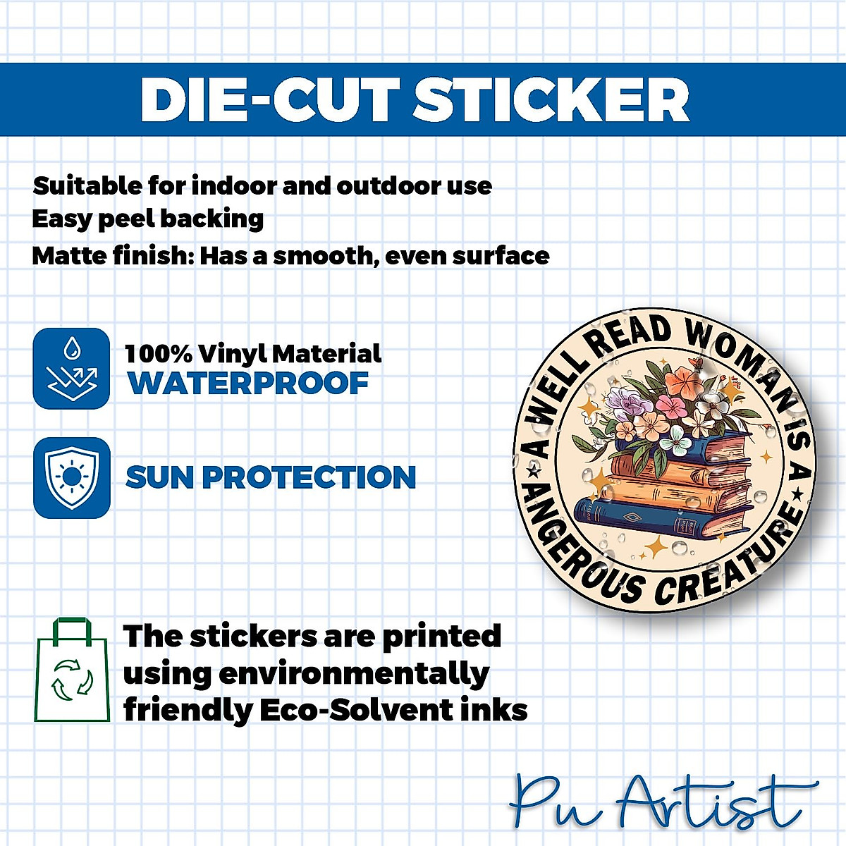 Feminist Sticker Feminism A Well Read Woman is A Dangerous Creature V1 Vinyl Die Cut Sticker for Car Laptop Phone Water Bottle Guitar Helmet Gift Idea Merchandise Decor Decal Stuff