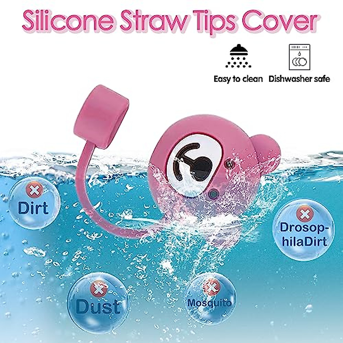 4pcs Straw Covers Cap for Stanley Cup, Cute Bear Silicone Straw Tip Covers for Stanley 30 & 40 Oz Tumbler with Handle (Bear)