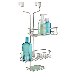 iDesign Linea Adjustable Over The Door Shower Caddy, Satin