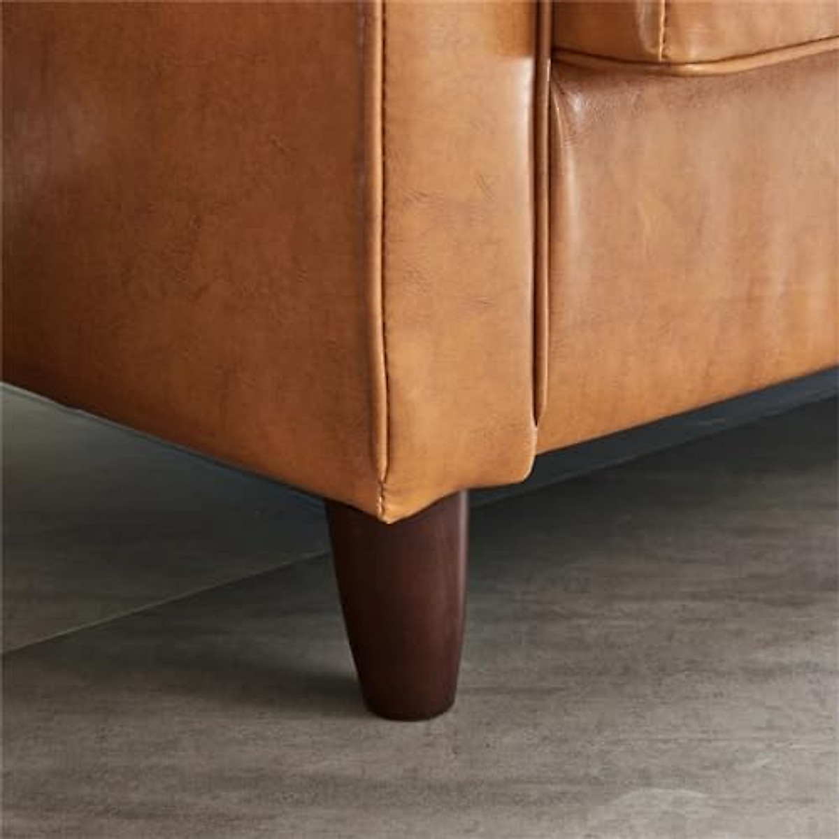 ADUH Vegan Leather Sofa with Wooden Legs and Storage Space, Suitable for Living Rooms and Apartments