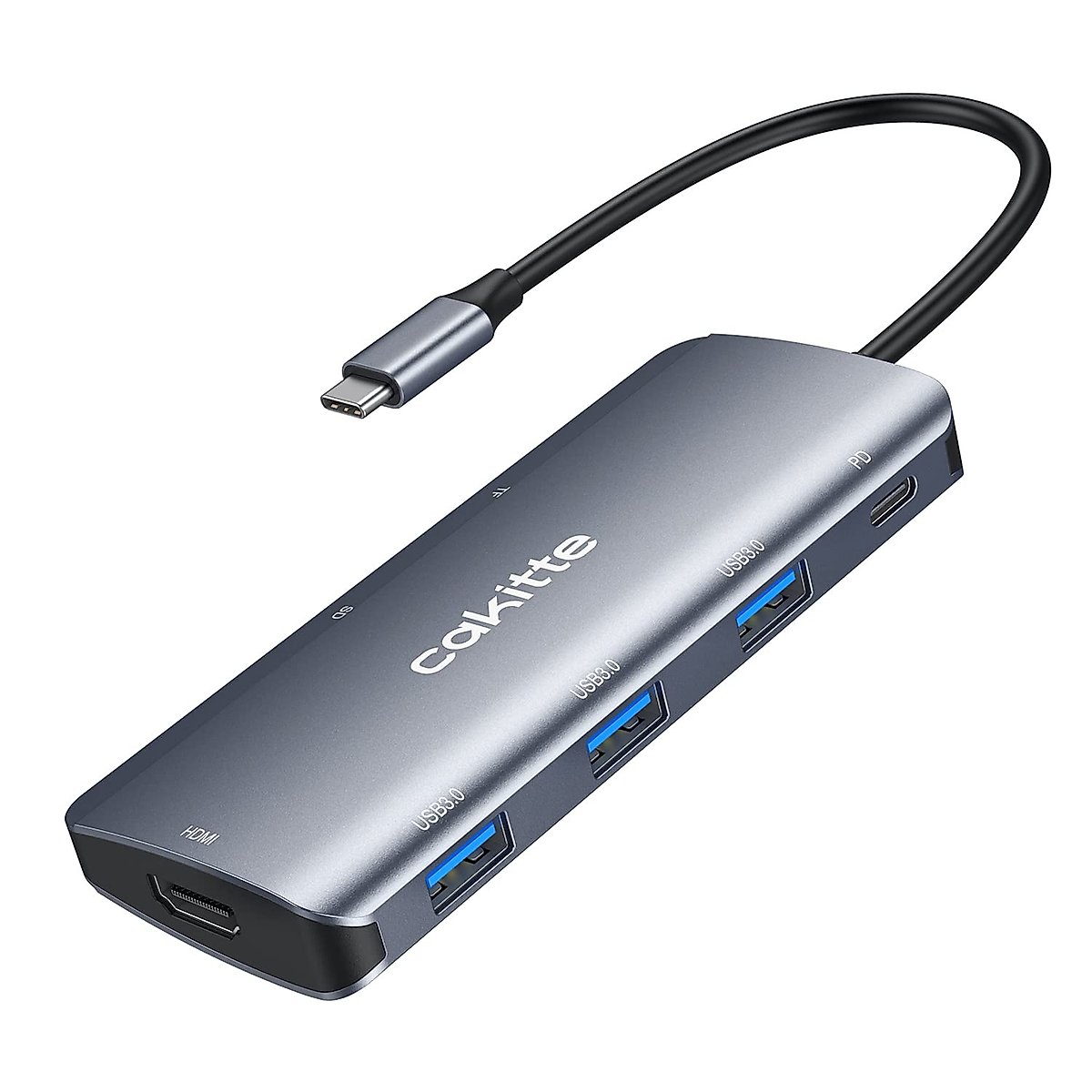 USB C Hub Multiport Adapter, 7-in-1 4K HDMI, 100W Powered PD Port, TF/SD Card Reader