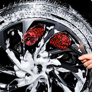 bzczh Car Tire Cleaning Brush 3 Pcs,1x Large Tire Brush,1x Small Tire Brush,One Detailing Brush