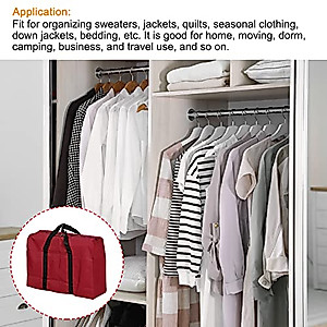 PATIKIL Storage Tote with Zippers, 40L Capacity Foldable Heavy Moving Tote Bags for Bedding Clothes, Red