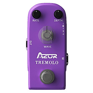 AZOR Mini Pedal Tremolo Classic Guitar Effect Pedal with Power Adapter Super Mini