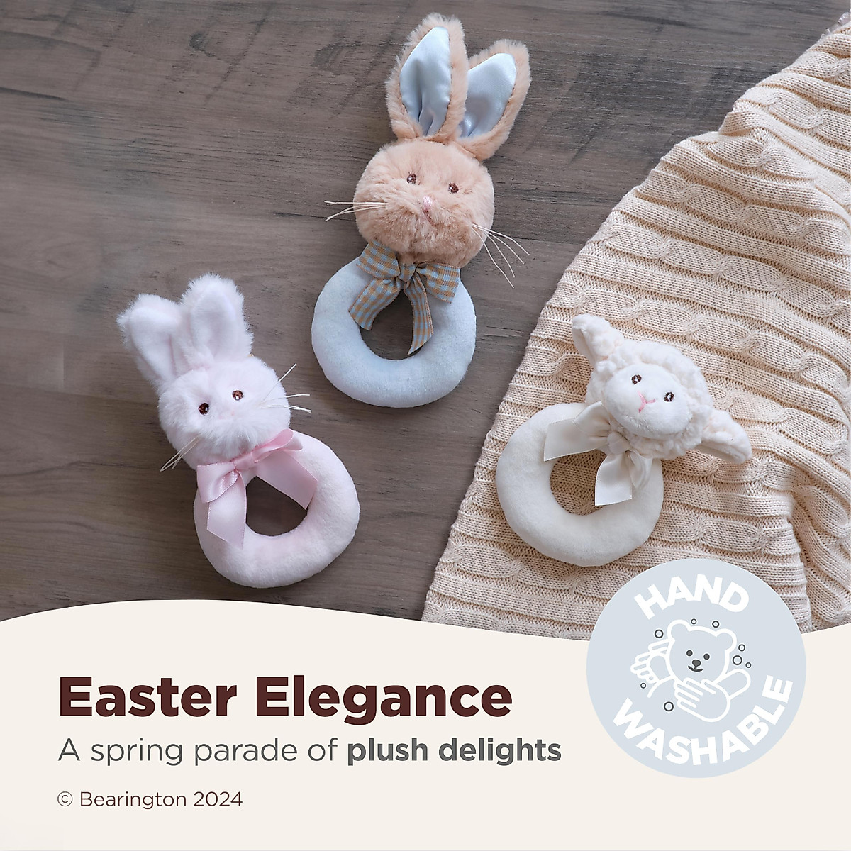 Bearington Baby Lil’ Bunny, 5.5 Inch Pink Soft Stuffed Easter Bunny Rattle, Baby Easter Gifts