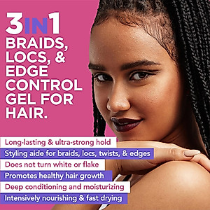 Esha Slick N Slay Braiding Gel - 3-in-1 Ultra Extreme Hold Gel for Locs, Twists & Edges - Hydrating & Conditioning Shining Formula - Fast Drying (APPLE, 5 oz.)