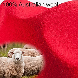 LADYBRO Fedora Hats for Women Wide Brim Hat, Incld 3 Decor Belts, Wool Felt, 58cm Adjustable Women's Fedora (Wool, Red, fit for 22" - 22 7/8")