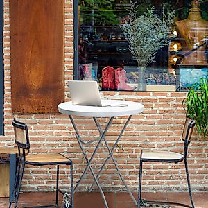 32in Cocktail Table White High Top Folding Table, Portable Bar Height Folding Table Round with Removable Legs, Indoor Outdoor Banquet Table for Parties, Commercial, Speech, School - 2PCS