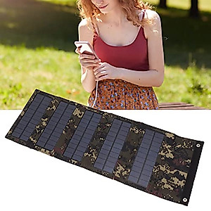 DAUZ Solar Panel Suitcase, Portable Solar Panel Bag Great Output Efficiency Low Light Efficiency Lightweight 50W for Camping (Camouflage)