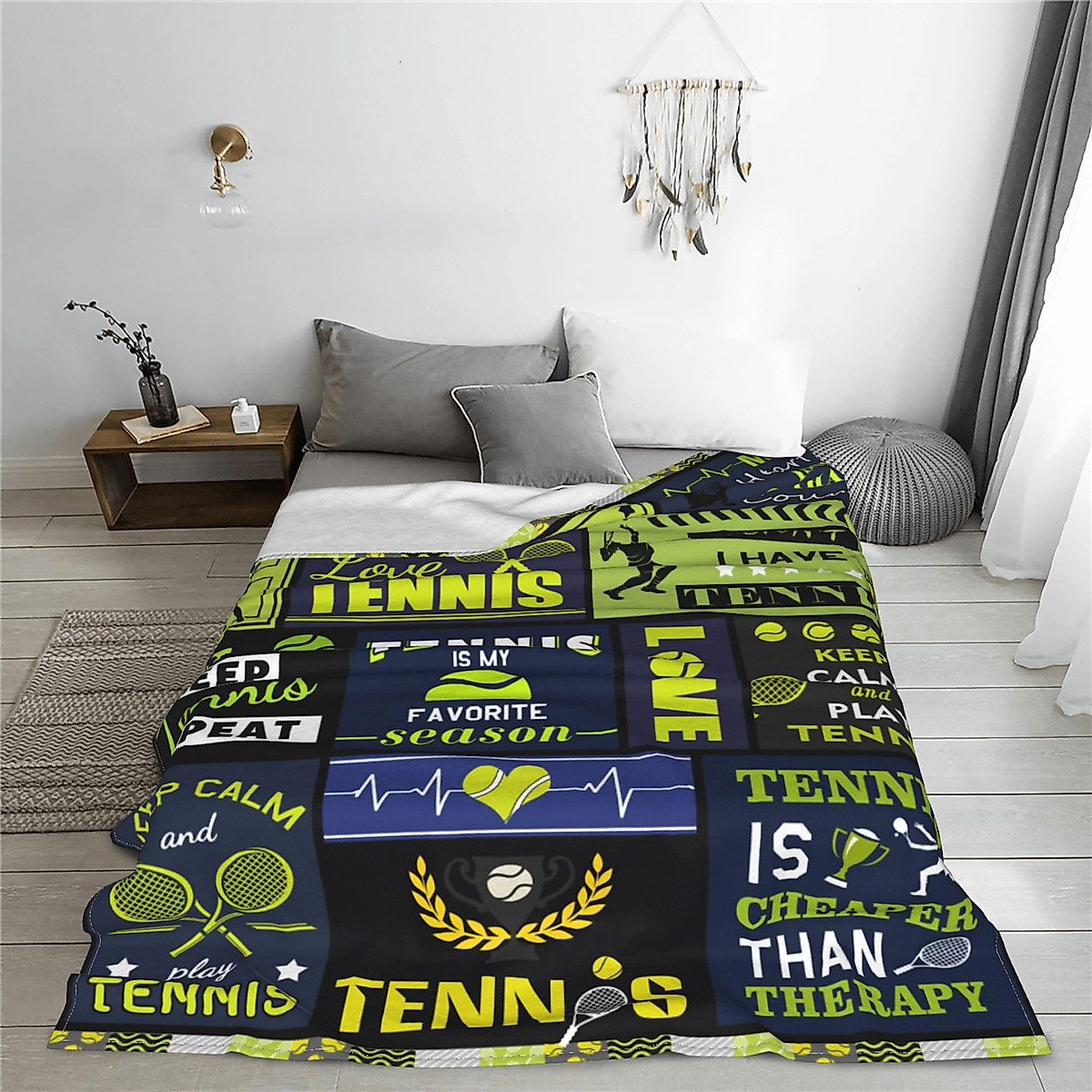 Jreergy Tennis Blanket Gifts for Tennis Player Warm Throw Blanket for Boys Girls Sport Lover Blanket for Sofa Camping Couch 40"x50"