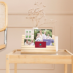 Elsjoy Wood Earring Display Stand with 200 pcs Cards, Tabletop Wooden Earring Display Holder for Selling, Portable Earring Organizer Stand Jewelry Showcase Rack for Retail