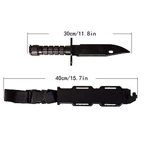 TIETHEKNOT Plastic Dagger Tactical Rubber Knife with Sheath Military Training Dagger Suitable for Soft Guns Firearms Martial Arts Pretend Cosplay Fun Game M9 Model Halloween
