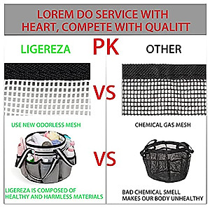 Ligereza Multi-Function Suspension Handles Mesh Portable Shower Caddie, Large Capacity, Round Bottom, 9 Side Pockets, College Dorm Room Essentials, Bathroom Caddy Shower Bag (Large White)