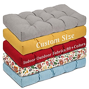Custom Bench Cushions,4" Thick Non-Slip Tufted Bench Cushion for Indoor Furniture,Outdoor Swing seat Cushions,Memory Foam Bench Seat Cushions,Water Resistant,Piano Garden Patio Pads