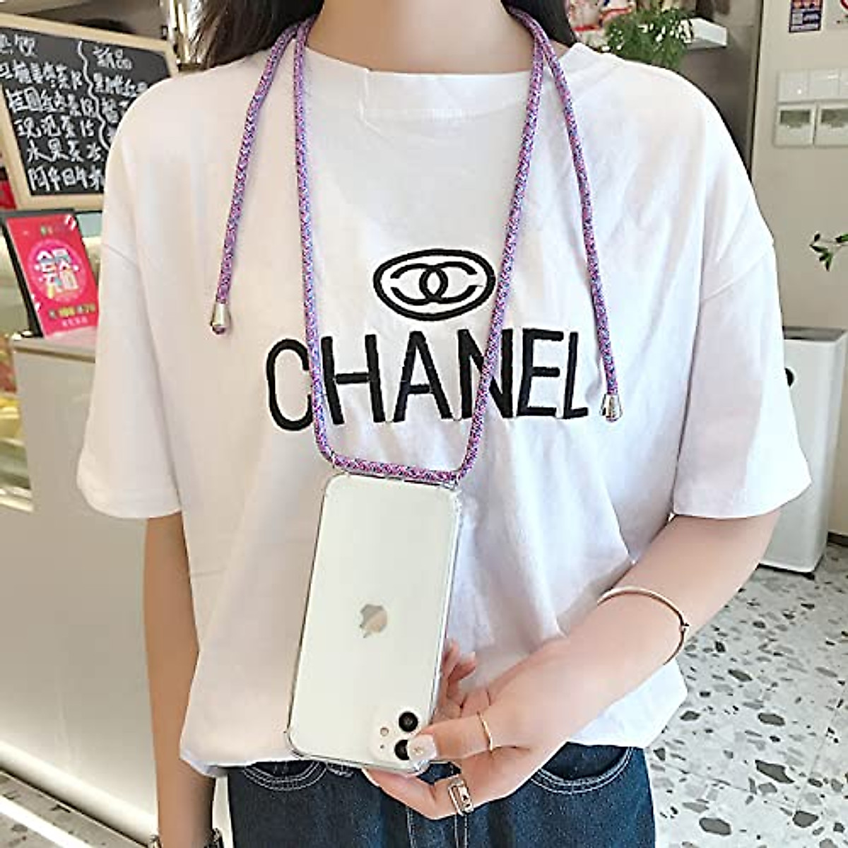 Jingyun GokiKiisy Case with Strap for iPhone 11, Adjustable Crossbody Strap, TPU Shockproof Protective Phone Case with Anti-Lost Shoulder Neck Lanyard-Black