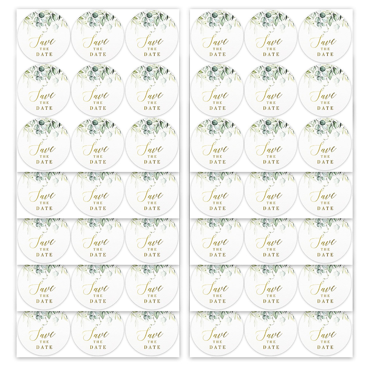 Mobiusea Creation Greenery Save The Date Stickers for Envelopes | 1.4 inch | Gold Foil | 108pcs Waterproof Invitation Stickers for Wedding, Bridal Shower, Birthday, Baby Shower
