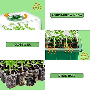 6-Pack Seed Starter Trays with 10"x20.75" Seedling Heat Mat for Indoor Home Gardening Seed Starting, 72-Cell Seed Starter Kit with Humidity Dome(12 Cells per Tray), MET Certified