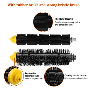 Replacement Parts Kit for iRobot Roomba 600/500 Series,695 694 692 690 680 677 676 675 671 660 665 655 645 651 650 620 614 585 564 560 Robot,3 Bristle & Flexible Beater Brush,8 Filters,8 Side Brushes