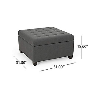 Christopher Knight Home Hedda Tufted Fabric Storage Ottoman, Dark Gray, Dark Brown