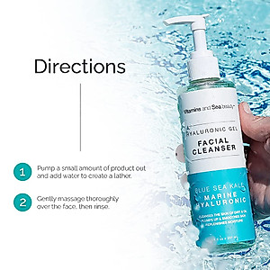 VITAMINS AND SEA BEAUTY, Gel Facial Cleanser, Gentle Hydrating Purifying Face Cleanser Wash with Blue Sea Kale and Marine Hyaluronic, All Skin Types, 8 Fl Oz
