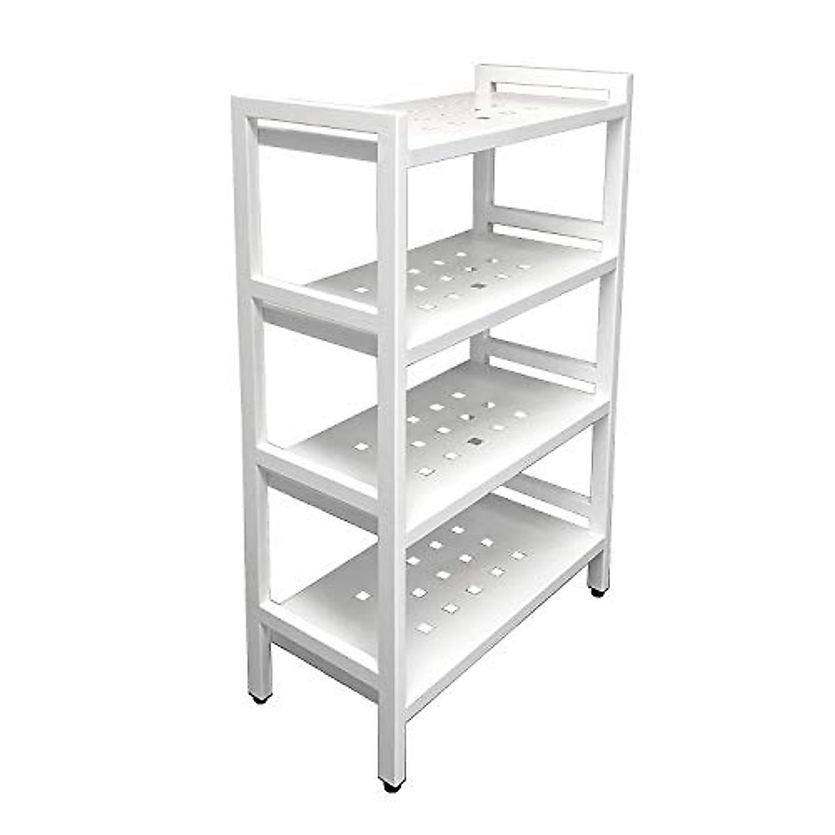 Anthology Spa Asta 4-Tier Free Standing Rectangular Bathroom Utility Storage Shelf Rack, Powder-Coated Metal Storage Shelf Stand, B302 (Pure White), 22 inches(W) x 11 inches(D) x 40 inches(H)