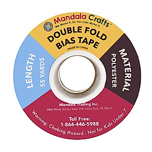 Mandala Crafts Double Fold Bias Tape for Sewing, Seaming, Binding, Hemming, Piping, Quilting, 1/2 Inch 55 Yards, Black