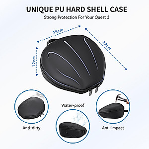 APEXINNO PU Hard Carrying Case Travel Case for Meta Quest 3S/Oculus Quest 3 Accessories, Pro Storage Handheld Case Bag Compatible with Quest 3S/3 VR Headset, Original Head Strap, Controller Grips