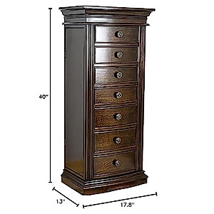 Hives and Honey Landry Jewelry Armoire, 18W x 12.5D x 40H", Walnut