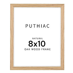 puthiac 8"x10" Oak Wood Picture Frame - 8x10 Photo Frame, 8x10 Picture Frame Wood, Natural Solid Wooden Picture Frames for Wall Art Photo and Prints (Set of 1)