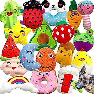 Jalousie 18 Pack Dog Squeaky Toys Cute Stuffed Pet Plush Toys Puppy Chew Toys for Small Medium Dog Puppy Pets - Bulk Dog Squeaky Toys