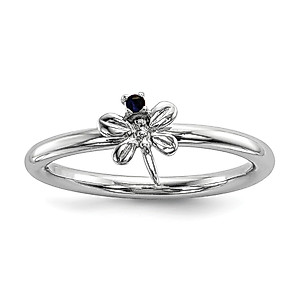 Solid 925 Sterling Silver Stackable Set of 3 Sapphire Blue September Gemstone, Ruby, Emerald Green May Gemstone Engagement Rings Size 7