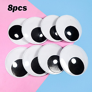 TOAOB 8pcs Giant Googly Eyes 4 Inch Plastic Wiggle Eyes with Self Adhesive White Googly Eyes for DIY Crafts Christmas Halloween Decoration