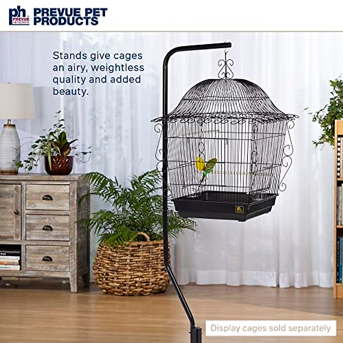 Prevue Hendryx Tubular Steel Hanging Bird Cage Stand 1780 Black, 24-Inch by 24-Inch by 62-Inch