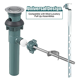 Enhon 2 Pack Universal Lavatory Pop Up Drain Lift Rod, Linkage, and Spring Clip Kit, Replacement for PF0906-CH, Bathroom Sink Stopper Pull Pivot Rod Assembly, Chrome