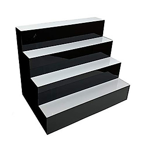 Cozyel 24 Inch 4 Step LED Lighted Liquor Bottle Display Illuminated Liquor Bottle Bar Display Stand LED Display Shelf 4 Tier Home Commercial Bar Drinks Lighting Shelves with Remote Control