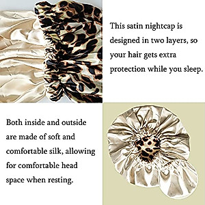 Silk Bonnet for Sleeping with Double-Layer Flower Satin Bonnet for Women Dark Brown