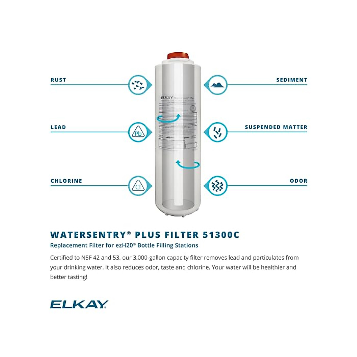 Elkay 51300C_3PK Replacement Filter for EZH2O Bottle Filling Stations