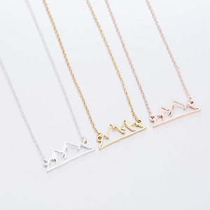 COLORFUL BLING Minimalist Snowy Mountain Necklace Hiking Mountain Peak Pendants Necklaces Jewelry Climbing Nature Outdoor Lovers Gifts (Silver)