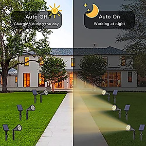 MEIHONG Solar Spot Light Outdoor with Separate Panel, Solar Uplighting Tree Lights Outdoor Solar LED Landscape Lights Dusk to Dawn, Solar Powered Accent Lights for Garden Walkway (1 Pack)