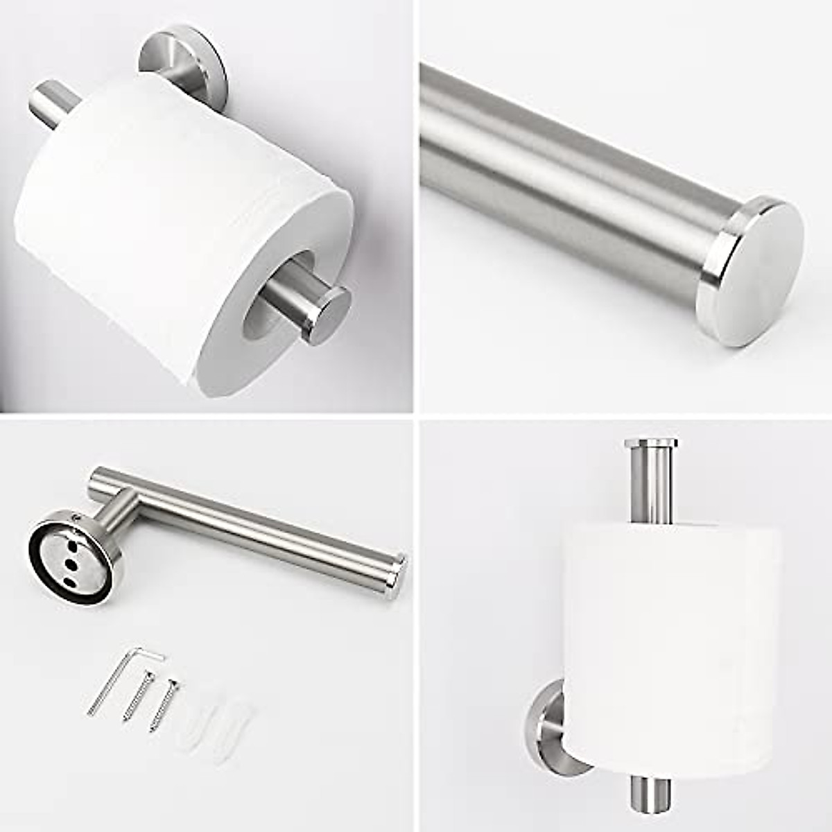 NearMoon 2 Pieces Bathroom Hardware Accessories, Towel Ring and Toilet Paper Holder- Stainless Steel Bathroom Towel Hanger and Hand Towel Holder, Wall Mounted (Brushed Nickel)