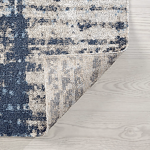 Samuel Navy Modern Large 8x10 Area Rug 8x10 - Area Rugs for Living Room - Dining Room Rug - Bedroom Rug - Kitchen Rug - Entryway Rug Carpet - Alfombras para Salas Grandes Modernas - Contemporary