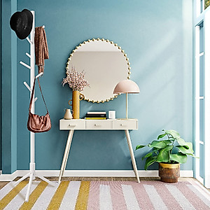 COLAPOO Wooden Tree Coat Rack Stand - 3 Adjustable Sizes 8 Hooks - Corner Coat Rack Freestanding for Office Entryway Bedroom Hall Tree Coat Hanger for Jacket Hat Clothes (Black)