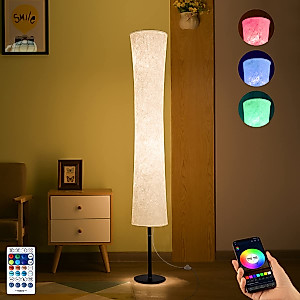 BLUEYE Floor Lamp,RGBCW 2700K-6500K,APP & Remote&Smart Voice Control, 2 X 60W Equivalent, No Hub Required,Compatible with Alexa Google Assistant, 60'' Standing Lamp for Bedroom, Similar Fabric