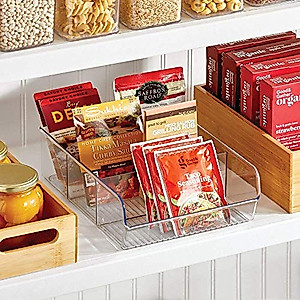 mDesign Kitchen Plastic Storage Organizer Combo Set of 2 Bins - For Kitchen, Pantry, Cabinet, Fridge/Freezer for Organizing Snacks, Produce, Vegetables, Pasta Food, 2 Piece Set - Clear