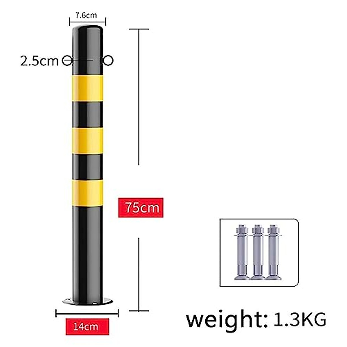 RONGQI Driveway Bollards, Bollard's Locking Arm Features Reflective Tape, Car Park Driveway Guard Saver, Easy Installation Private Car Parking Space Lock